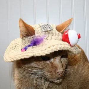 Hand Crafted | Cat | Hand Crafted Gone Fishing Cat Hat Crochet Hairy ...